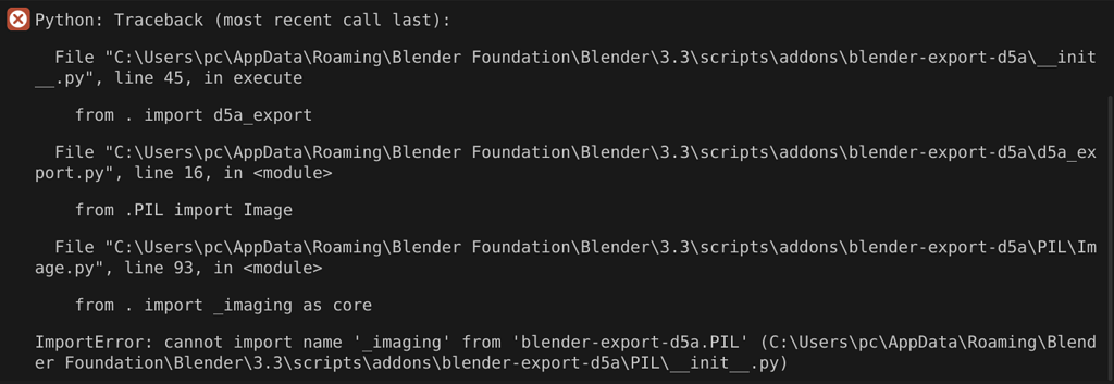 Blender导出d5a时报错咋整 互助小组 D5渲染器