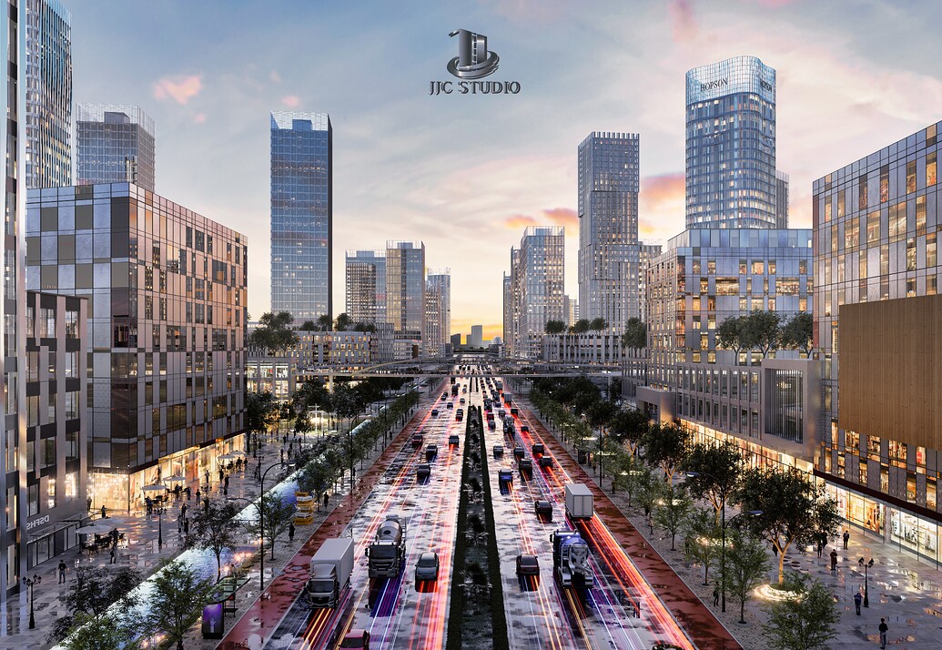 城市街道 小鸟瞰 - 作品画廊 - D5渲染器官方社区