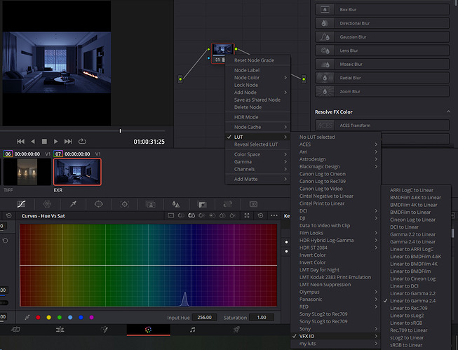 视频导出的exr，后期剪辑时应该用什么lut（色彩空间转换）? - 互助小组 - D5渲染器官方社区